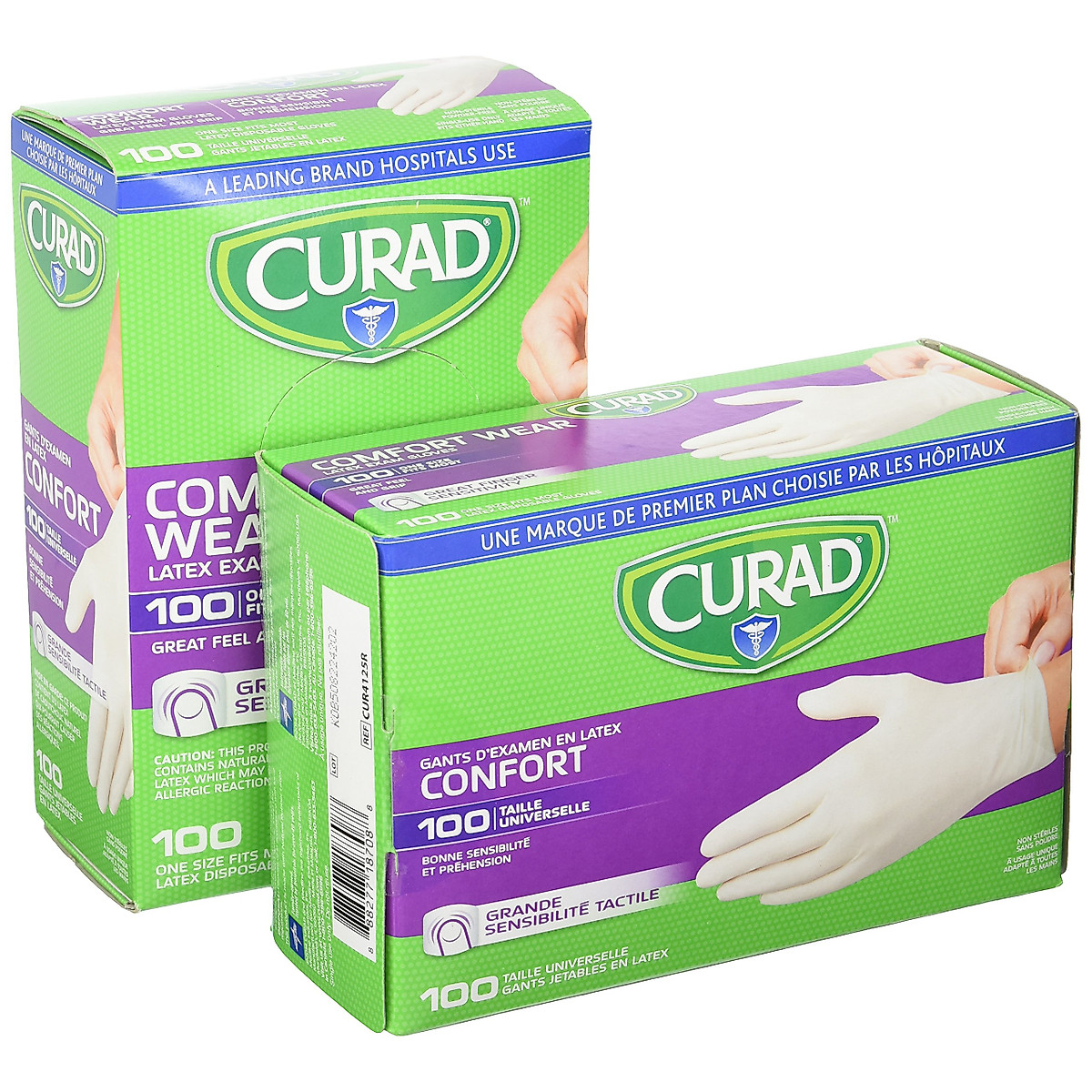 Curad 200 Latex Exam Gloves, One Size Fits Most (2 Pack of 100) CUR4125R