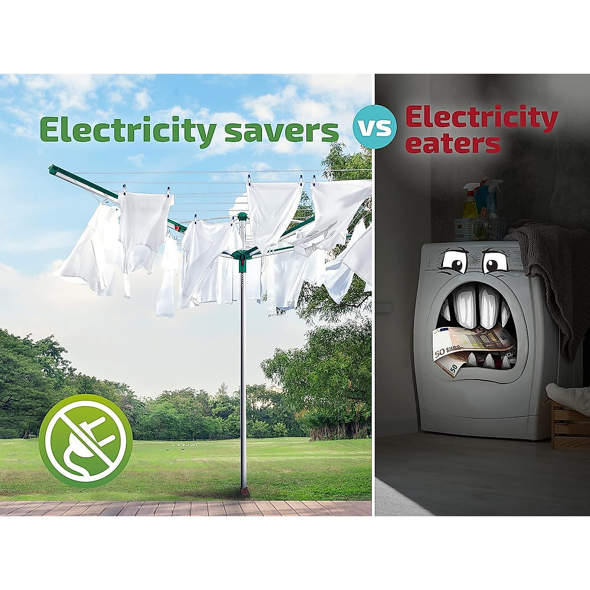 Leifheit Linomatic 500 Easy Dryer 50m Retract to Stay Clean, All Rust-Free Aluminium, 3.28m Turning Diameter, Longest Length 2.03m Pull-Open, Rotary Clothes line Airer, Turquoise, Large