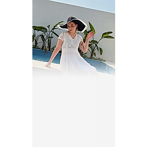 HISSHE Noble Straw Wide Brim Hat Floppy Beach Sunhat with White Brim (Black with White)