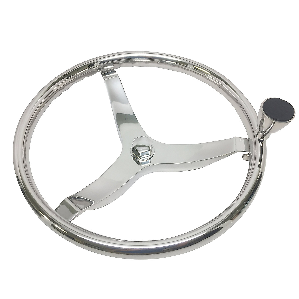 Pactrade Marine Boat 3 Spoke SS Steering Wheel Turning Knob Finger Grips Nut Cap, 13-1/2" L