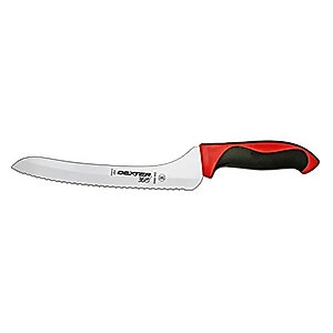 Dexter 9" Scalloped Offset Slicer, red Handle