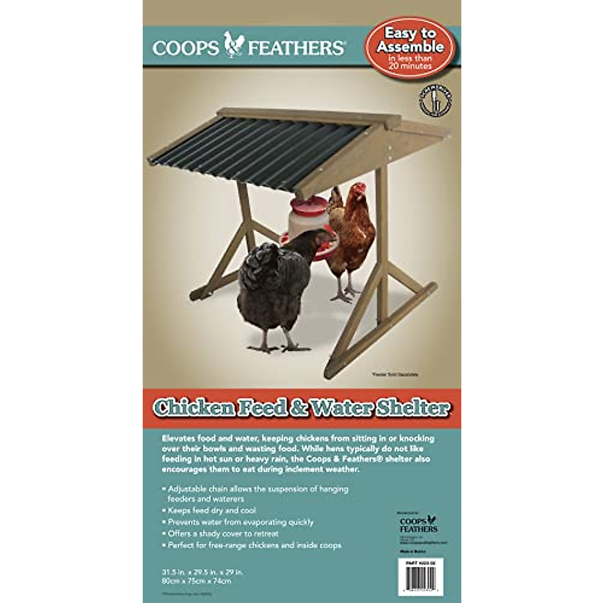 Coops & Feathers Food & Water Shelter-Keep Birds from Roosting on Feeders/Waters and & Prevent Food from Getting Wet