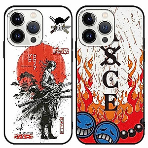 2 Pack Cool Phone Case for iPhone 13 Pro Max Case Silicone 6.7",Japanese Anime Cartoon Characters Print for Men Boys Women Girls, Manga Comics Pattern Design, Soft TPU Funda Cases for iPhone13 Pro Max