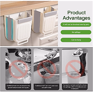 AMANGSCO Kitchen Garbage Can 2 Pcs, 2.9 Gallon Small Hanging Trash Can, Collapsible Kitchen Trash Can, Plastic Trash Bin for Kitchen Under Sink, Office Desk Countertop, Bathroom, Bedroom