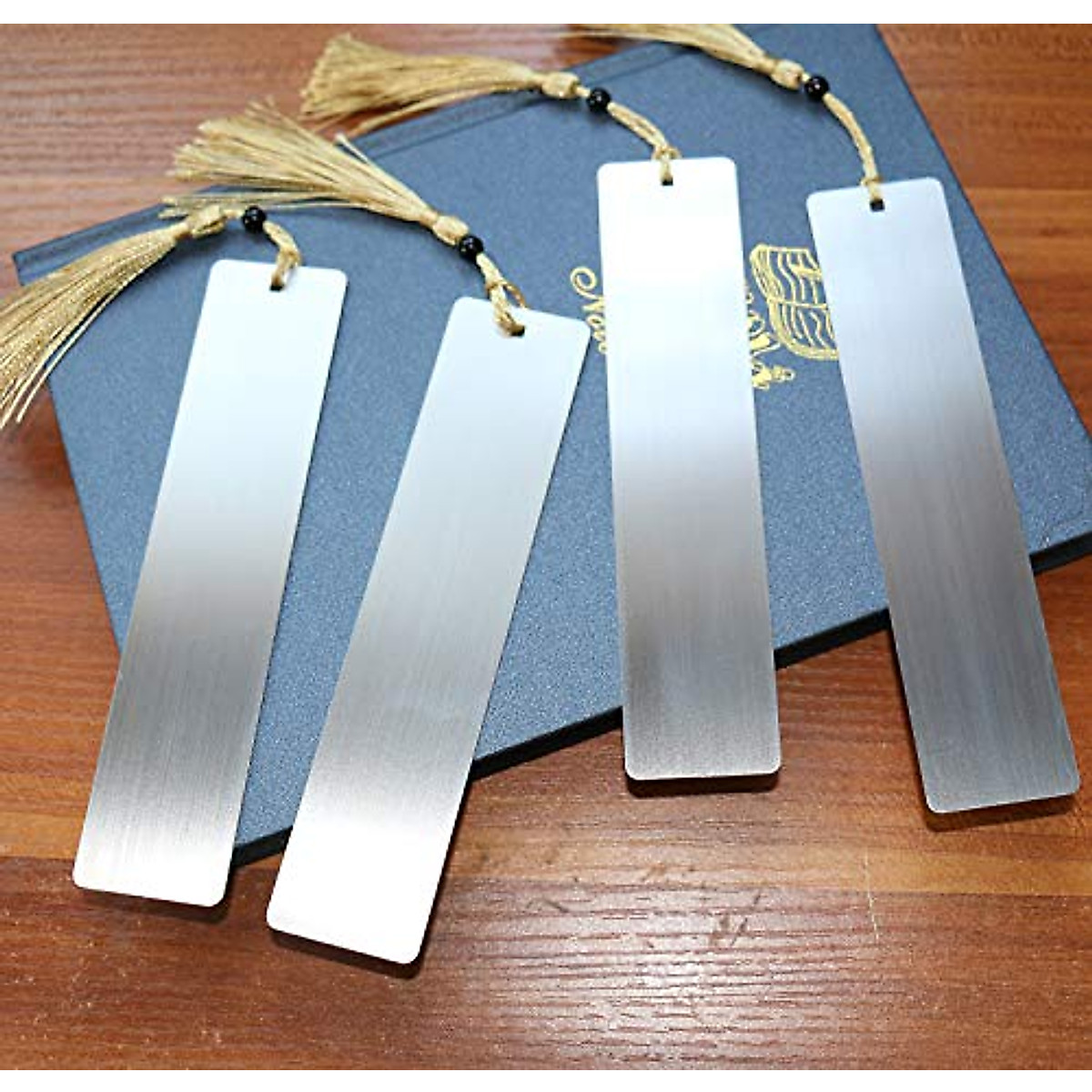 Tueascallk 4 Pcs Freely Createable Silver Metal Tassel Bookmarks - As The Best Gift