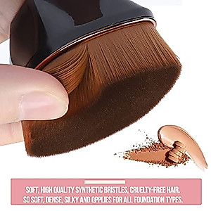 Foundation Brush Flat Top Makeup Brush, Premium Kabuki Hexagon Makeup Brush for Blending Liquid, Cream or Flawless Powder Blush Cosmetics with Storage Case (Black)
