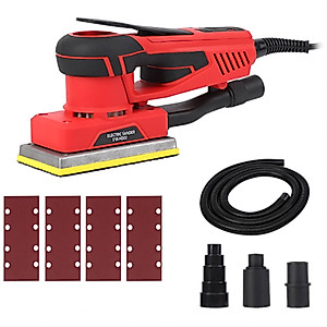 PioneerWorks Sheet Sander with 12 Sanding Paper, 350W Brushless Motor Finishing Sander, Powerful & Low Vibration, 10000 RPM, For Wood working, Polishing,Carpentry