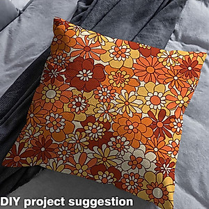 Feelyou Retro Flowers Upholstery Fabric for Chairs,Botanical Flowers Fabric by The Yard, 60S 70S Groovy Decorative Fabric for Upholstery and Home DIY Projects, 1 Yard,Green