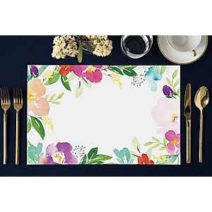 DB Party Studio Paper Placemats 25 Count Disposable Easy Cleanup Place Mats for Parties Beautiful Tropical Flowers Kitchen Dining Table Setting Dinner Event Decor 17" x 11" Thick Paper Hostess Pack