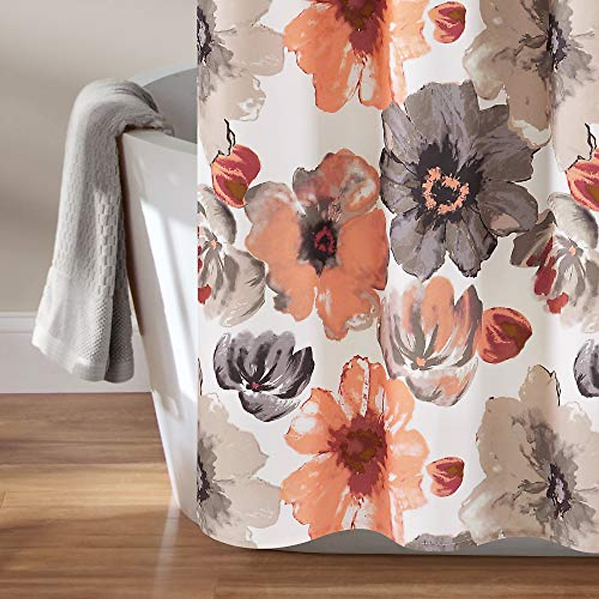 Lush Decor Leah Shower Curtain, 72" x 72", Coral