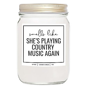 YouNique Designs Candle for Country Music Fan Gift 8oz Candle - Cowgirl Gifts for Country Music Lovers - Country Music Lover Gifts - Cool Country Music Gifts for Music Lovers (Lavender & Vanilla)