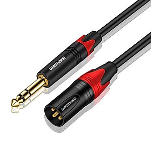 DREMAKE 6.35mm 1/4'' TRS to XLR Male 15FT, 1/4-Inch TRS Male to XLR 3-Pin Male Balanced TRS Cable, TRS 1/4 Inch to XLR Male Audio Stereo Mic Cable for Pro Audio Mixer Microphone XLR to TRS Patch Cord