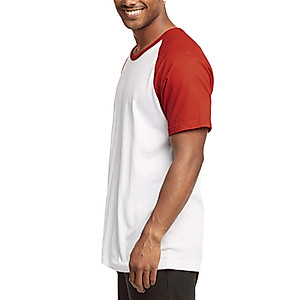 Men's Premium Two Tone Short Sleeve Baseball Tee Shirt (XL, Red/White)