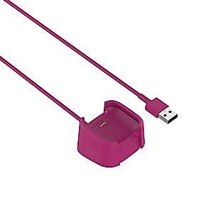 FitTurn Compatible with Fitbit Versa 2 Charger Replacement USB Data Charger Dock Charging Cable Stand for Versa 2 Health & Fitness Smartwatch, 3Ft Sturdy Power Cord (Purple)
