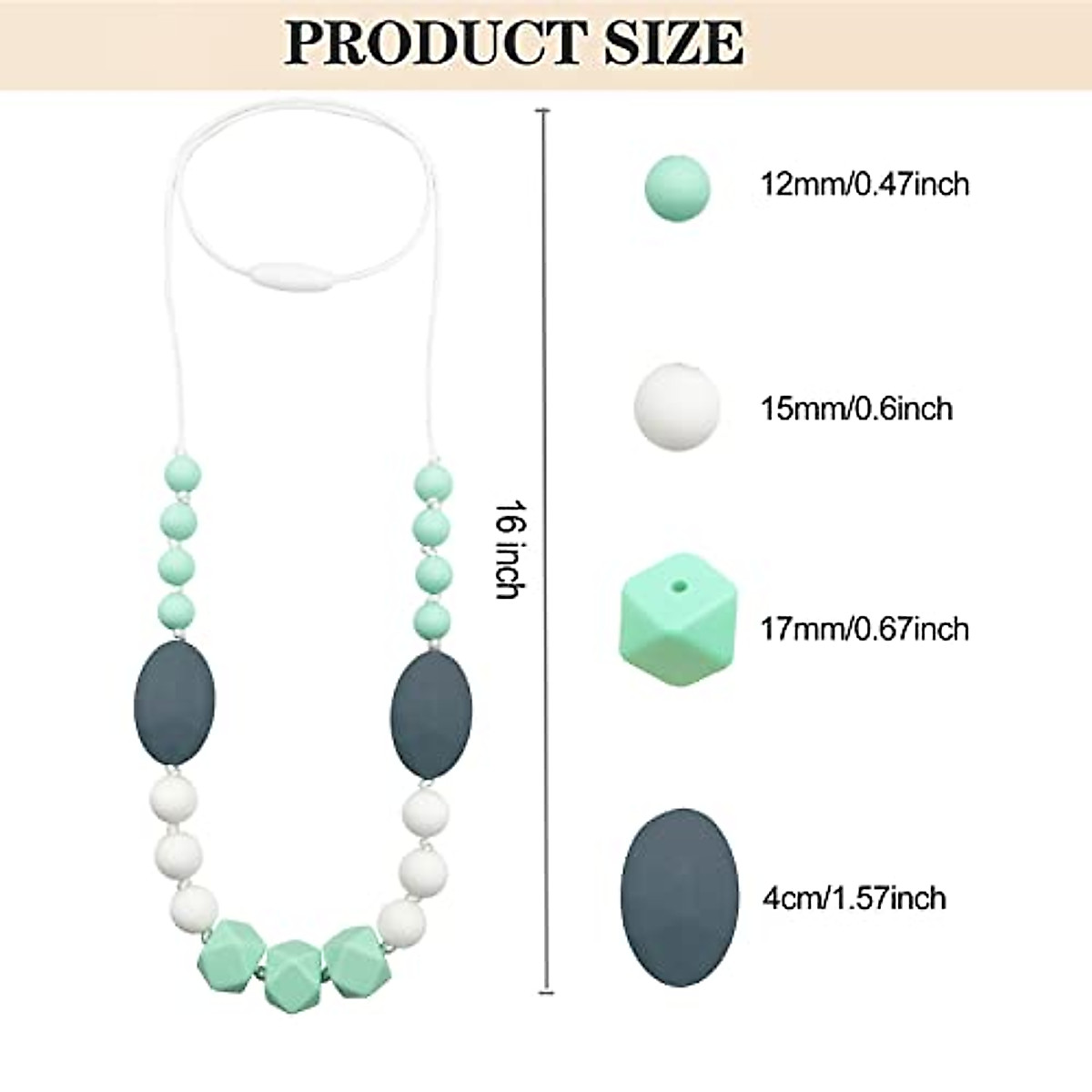 Baby Teething Necklace for Mom to Wear, 2 Pack Silicone Chew Necklaces for Sensory Kids, Baby Nursing Necklaces Teether Toys for Boys, Girls, Toddler to Reduces Anxiety