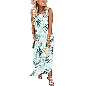 ANRABESS Women's Sleeveless Summer Loose Floral Print Maxi Dresses Casual Long Dresses with Pockets A19zhuyelv-M
