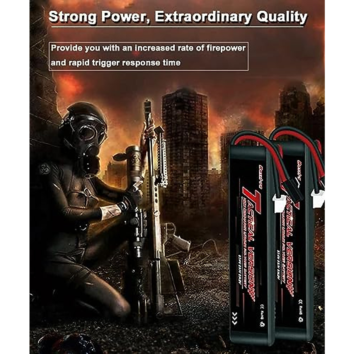 BosLi-Po 11.1V Airsoft Battery 1300mAh 2S 25C Rechargeable High Capacity LiPo Battery with T Plug Connector for Airsoft Guns