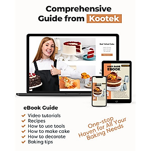 Kootek 11 Inch Rotating Cake Turntable with 2 Icing Spatula and 3 Icing Smoother, Revolving Cake Stand White Baking Cake Decorating Kits Supplies