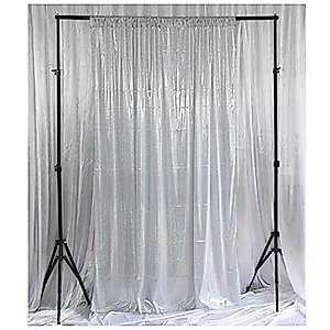 LQIAO Bling Laser 5x7ft Silver Backdrop Holographic Fabric Background Shimmer Photography Booth Photo Background Props Curtain/Backdrop Makeup Vides Shooting Bling Teenage Heart