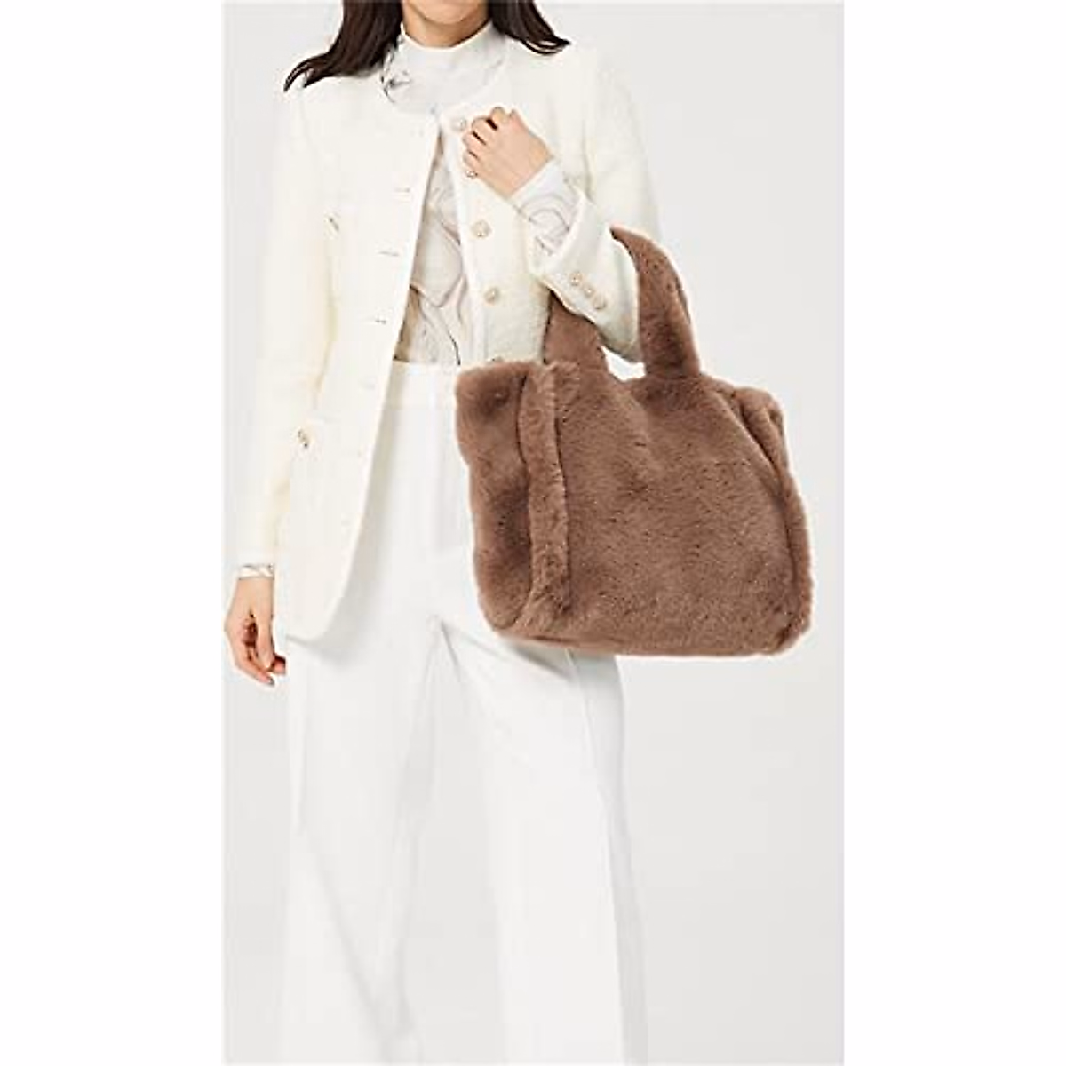 Women Top Handle Bag Shoulder Bag Hobo Bag Totes Fashion Handbag Fluffy Faux Fur Furry Plush Soft Elegant