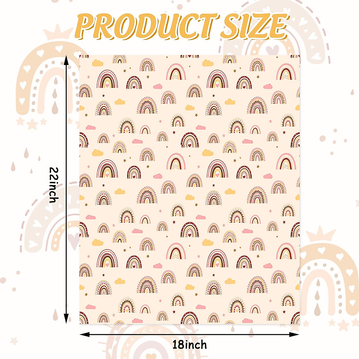 Whaline 5Pcs Boho Rainbow Cotton Fabric Bundles 18 x 22 Inch Rainbow Star Cloud Fat Quarters Boho Theme Quilting Patchwork Squares Sewing Fabrics for DIY Handmade Crafting Home Party Decor