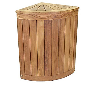 AquaTeak Kai Corner Teak Laundry & Storage Hamper