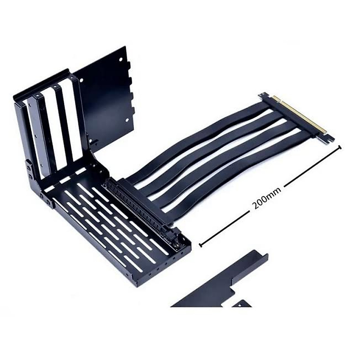 LIAN LI LAN2-1X Premium PCI-E x16 3.0 Black Extender Riser Cable 200mm and Covert Bracket for LANCOOL 2 for PCIE 3.0 only (NOT Compatible with PCIE 4.0 VGA Cards)
