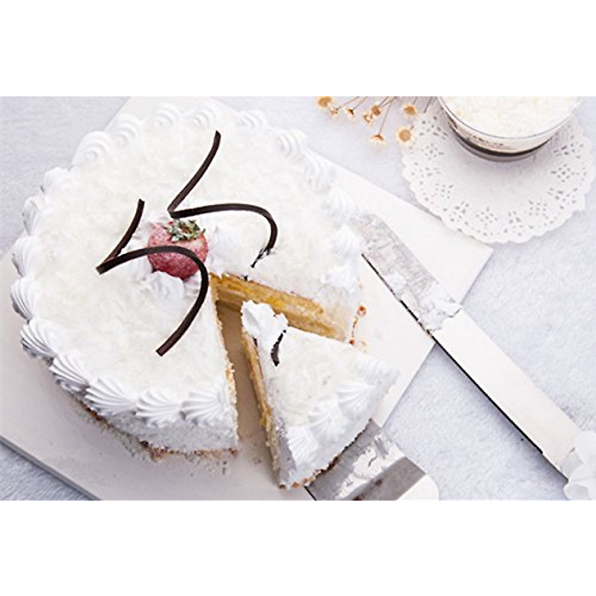 Cake Knife Server Set with Fashion craft Baroque, White Butterfly design, Elegant Stainless Steel Silverware for Personalized Weddings, Valentine's Day Birthdays, Christmas, New Year Party