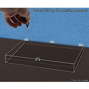 Acrylic Locking Display Case for Jewelry 24" x 18" x 3.75" Clear Rectangular Display Box Security Showcase Safe Box with Lock and Key for Jewelry Selling Collector Watches Knives by Marketing Holders