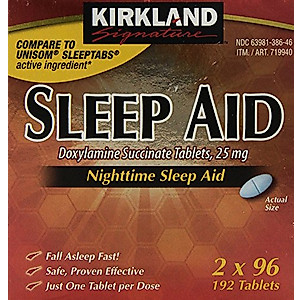 Kirkland Signature Nighttime Sleep Aid (Doxylamine Succinate 25 mg), 192 Tablets