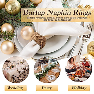 Chengu Woven Napkin Rings Set of 16 Farmhouse Napkin Rings Bulk Burlap Napkin Rings for Dinning Table Nautical Napkin Rings Table Decor for Wedding Birthday Gathering Banquet Decor(Vivid Style)