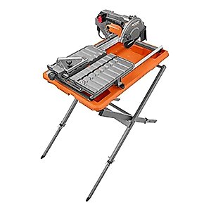 RIDGID 7 Inch Wet Tile Saw Stand 9 Amp Corded Laser Guide Heavy Duty Power Tool (RENEWED))