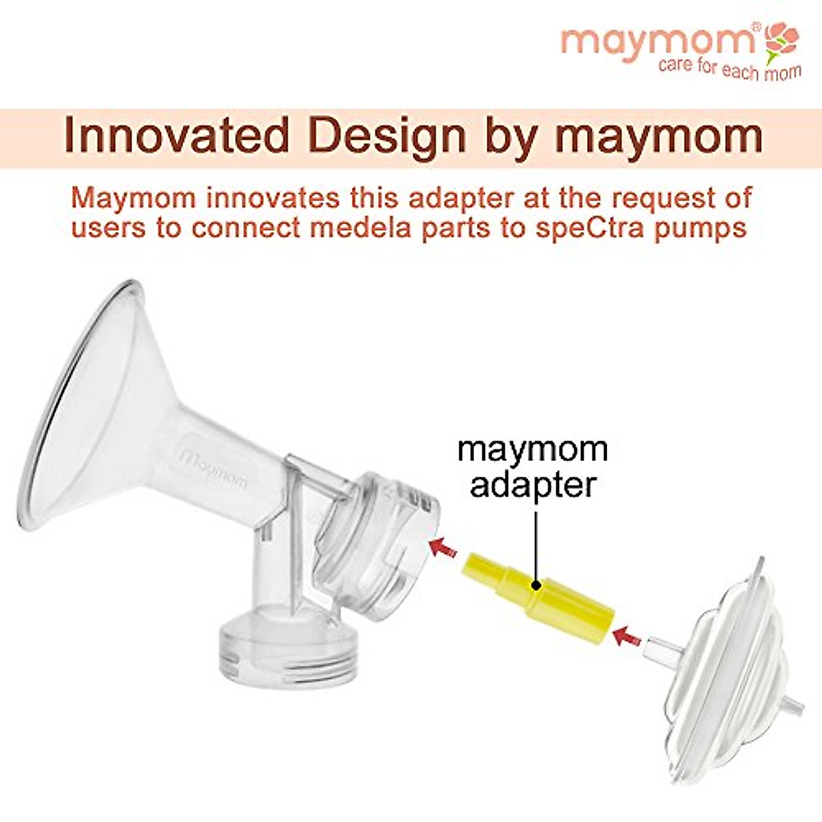 Maymom Backflow Adapter Compatible with Spectra S1, Spectra S2, Spectra 9 Plus Pump; to Be Used and Compatible with Medela Flanges and Bottles (Maymom Flange Adapter)