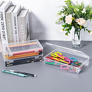 Ganydet 6 Packs Clear Plastic Box Containers, Craft Organizers and Storage with Lids, Crayon Boxes Plastic Pencil Boxes for Beads Lego Game Pieces Little Bits, 8.2 x 5 x 1.5 Inches