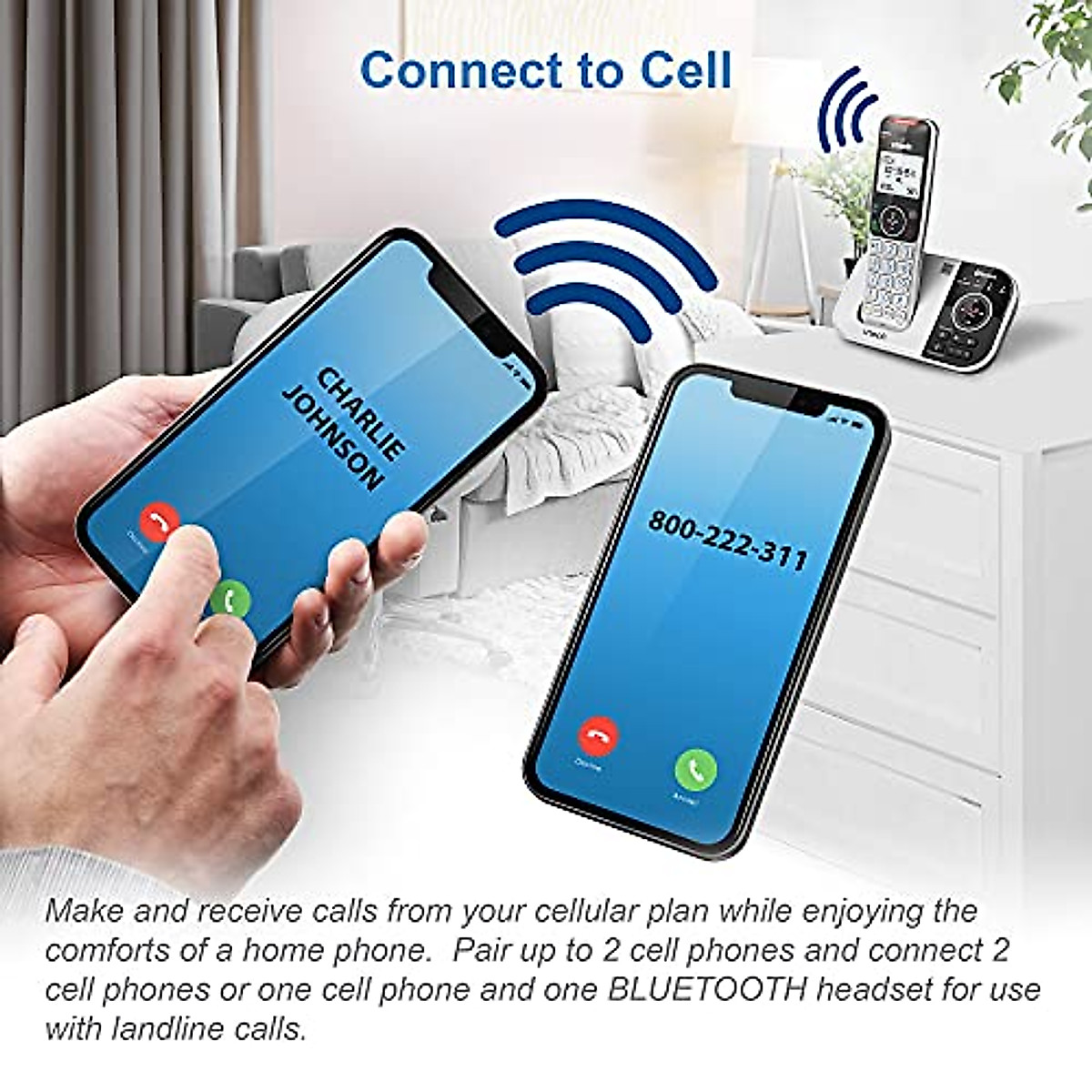 VTECH VS112-3 DECT 6.0 Bluetooth 3 Handset Cordless Phone for Home with Answering Machine, Call Blocking, Caller ID, Intercom and Connect to Cell (Silver & Black)