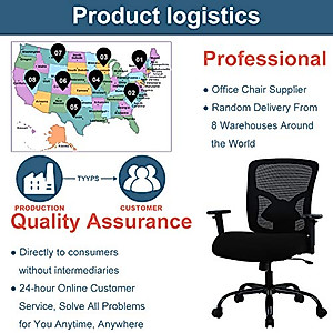 Big and Tall Executive Office Chair - 400lbs Adjustable Height PU Leather Swivel Ergonomic Desk Chair w/Thick Padding Headrest & Massage Lumbar Support Arms for Home Office Black