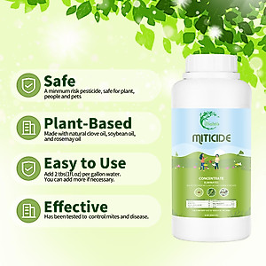 Nasticide Natural Miticide for Plants, Pesticide Concentrate Spray, Organic Disease Control Miticide for Lawns, Eliminates Two Spotted Spider Mite, Lewis Mite, and Carmine Spider Mite