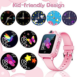 Kids Smart Watches Girls Gifts Age 3-12, Smart Watch for Kids with Camera Video Music Player 14 Games Alarm Calculator Gift Toys 4-8 for Girls Ages 5 6 7 8 9 10 (Pink)