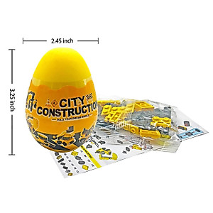 Kiddokids 18 Pcs Filled Easter Eggs with Construction Vehicles Building Blocks Toys, Easter Eggs Prefilled for Easter Theme Easter Eggs Hunt, Basket Stuffers Fillers (3.15inch)