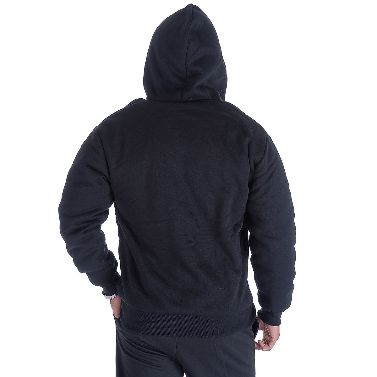 Gary Com Heavyweight Hoodies for Men, 1.8 lbs Sherpa Lined Fleece Full Zip Plus Size Sweatshirt Jackets Outwear (Black, M)