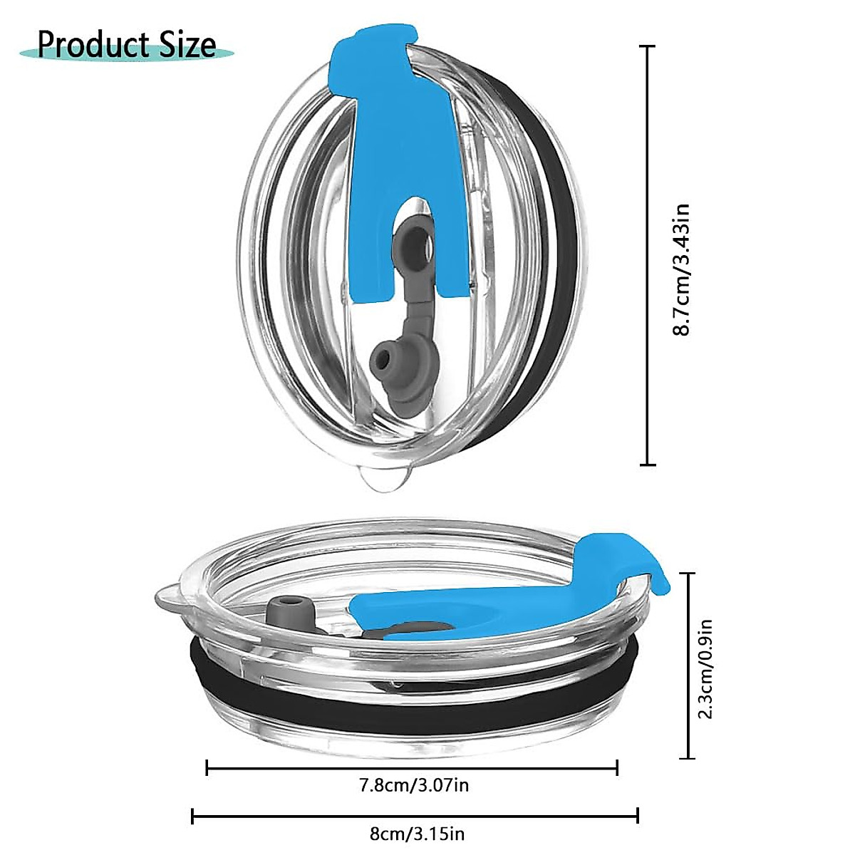 PIVHWIR 2 Pcs Replacement Tumbler Lids, Cover Replacemen Spill-proof Splash Resistant Travel Mug Lid Fits for Inner diameter 3.15 INCH Yeti Rambler, Ozark Trail, Old Rtic（Blue+Pink）（20 OZ）