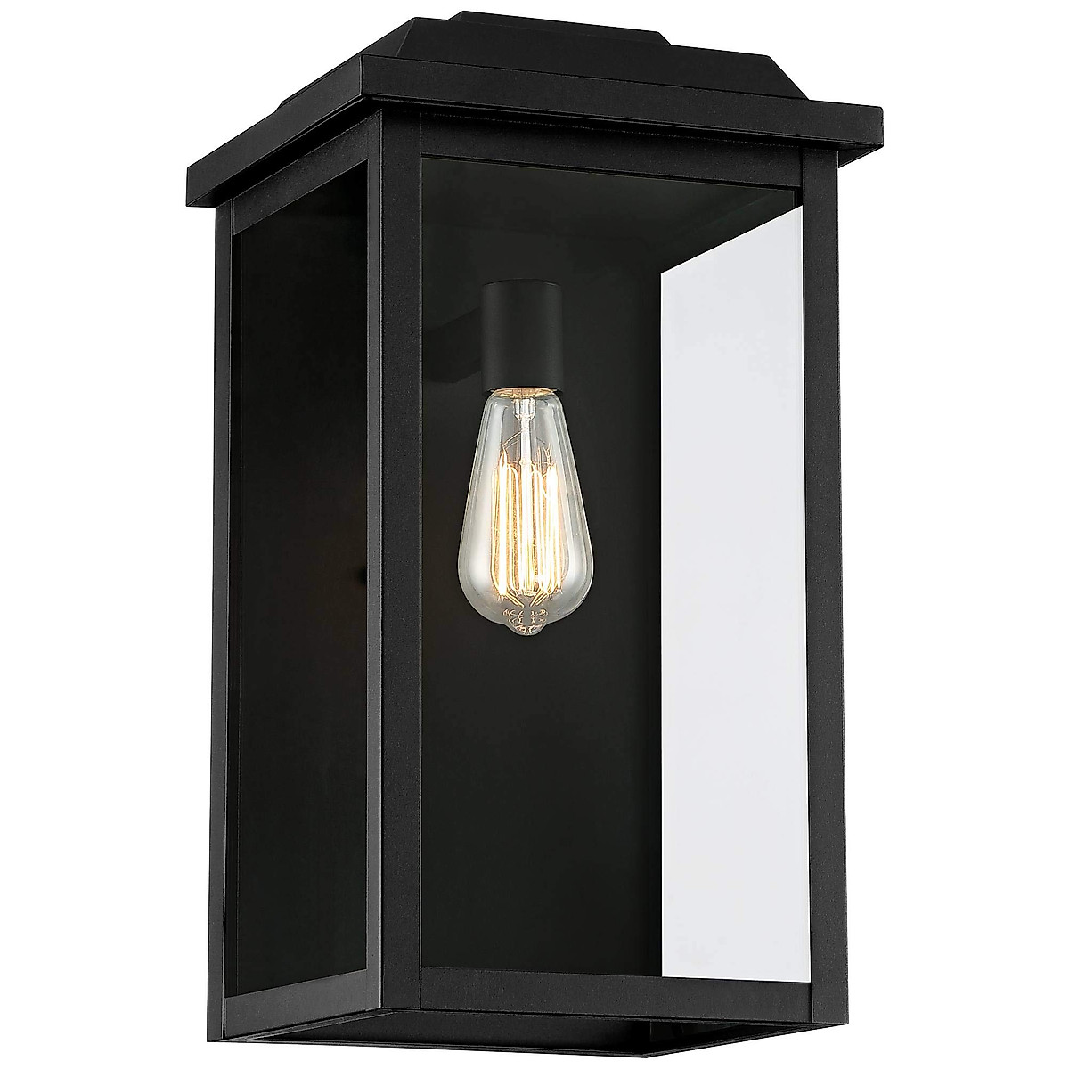 John Timberland Eastcrest Modern Outdoor Wall Light Fixture Textured Black 18 1/2" Clear Glass Panels for Exterior Barn Deck House Porch Yard Patio Outside Garage Front Door Garden Home Roof