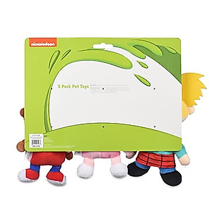 Nickelodeon for Pets Hey Arnold 3 Piece Arnold, Helga, Gerald Figure Plush Dog Toys | 6 Inch Soft Fabric Small Dog Toys - Hey Arnold Character Dog Toys for All Dogs from 90s Nickelodeon TV Show