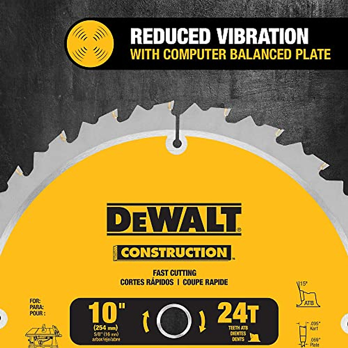 DEWALT 10-Inch Miter / Table Saw Blade, ATB, Thin Kerf, 5/8-Inch Arbor, 24-Tooth (DW3112)