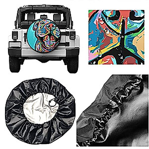 XWQWER Cute Pit Bull Painting Spare Tire Cover for Camper RV SUV Trailer Truck and Many Vehicle, Universal Fit Wheel Covers Waterproof Dustproof (Diameter 23” - 33”)