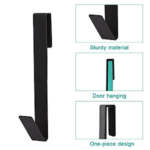 7 inch Shower Door Hooks 4 pcs, Over Glass Door Hook for Bathroom, Drilling-Free Extended Shower Towel Hooks fits for Frameless Glass Shower Door Thickness Under 0.79 inch/20mm(Black - 7 inch)