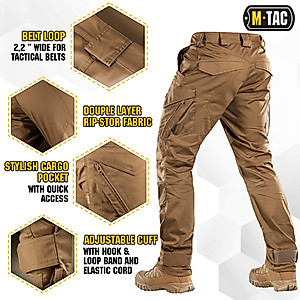 Aggressor Flex - Tactical Pants - Men Black Cotton with Cargo Pockets (Coyote Brown, W34 / L36)