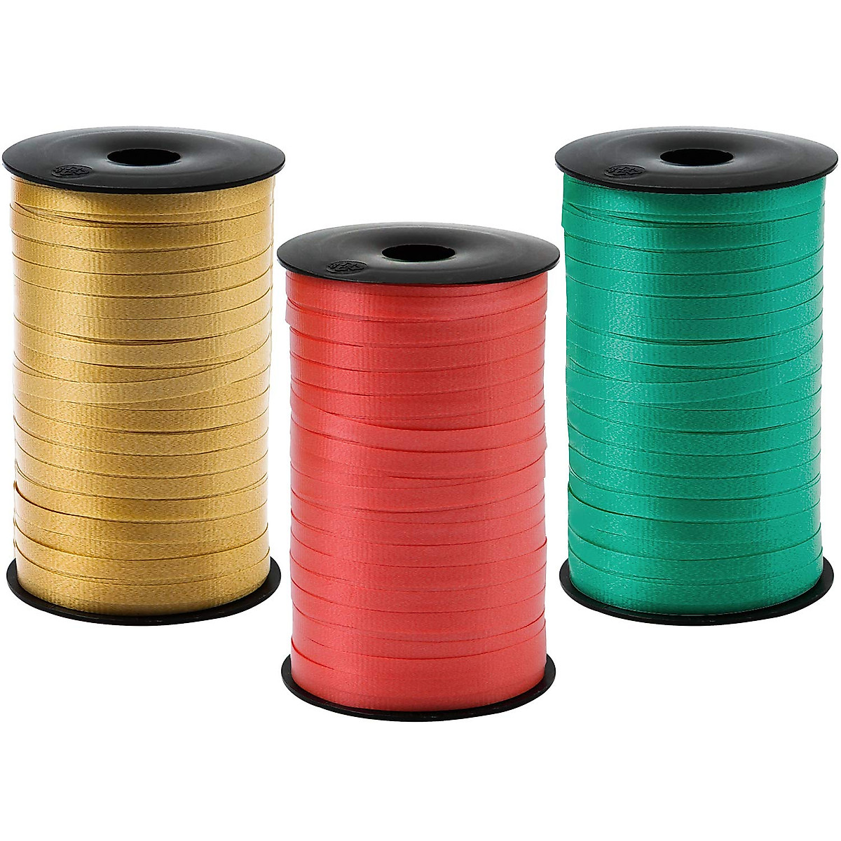 Elcoho 3 Roll Christmas Curling Crimped Ribbon Balloon Band Tie Red Green and Gold for Christmas Parties,Gift Wrapping, Festival, Florist,Crafts, 5 mm, 600 Yard (Red, Green and Gold)