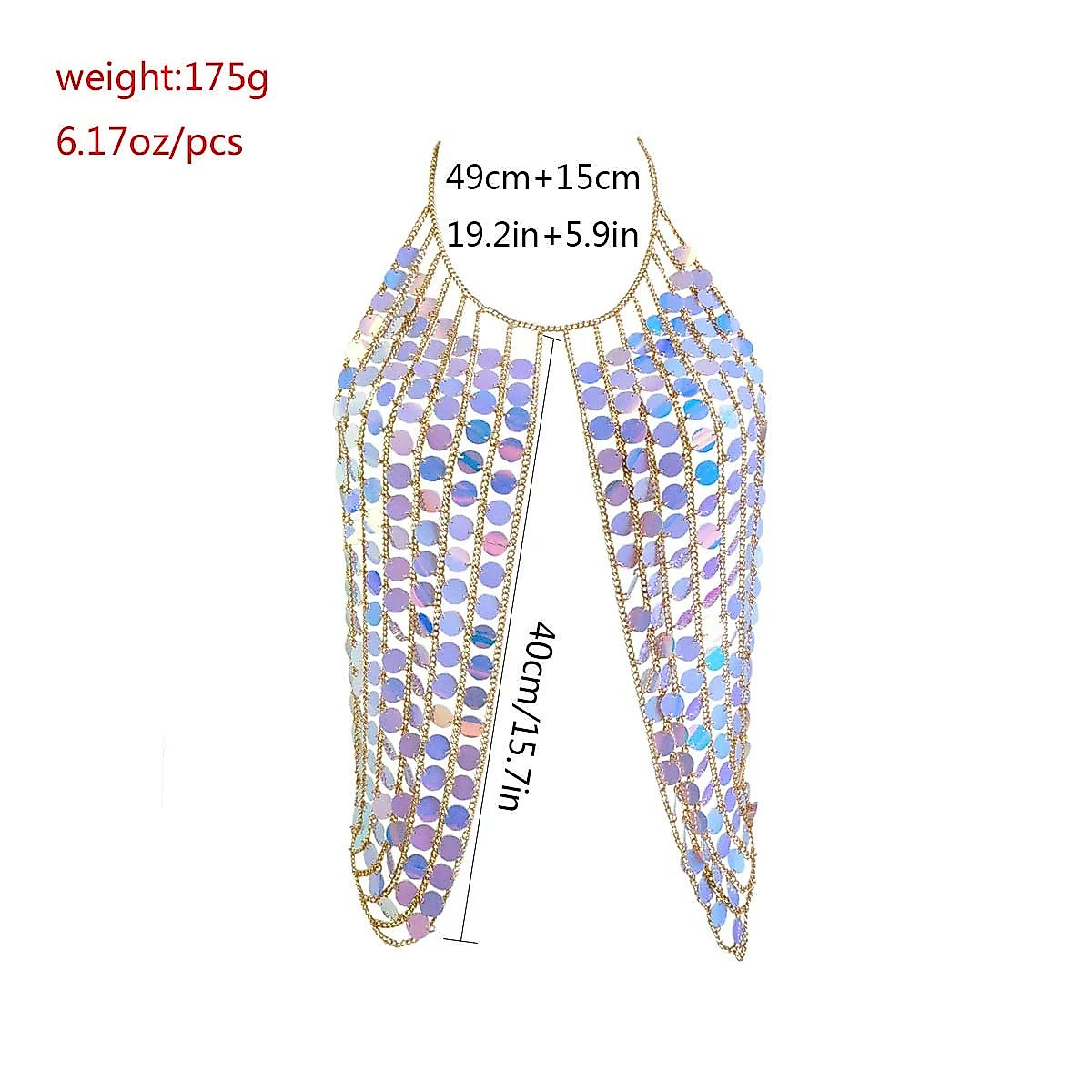 Yixin Women's Sexy Harness Waist Bikini Chain Bra Body Chain Shoulder Necklace for Women Color Sequin (Blue)