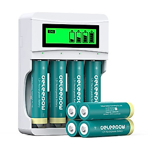 Deleepow NiMH Rechargeable AA Batteries, 8 Pack 3300mAh High Capacity 1.2v Pre-Charged Double A Battery with LCD Display AA/AAA Battery Charger